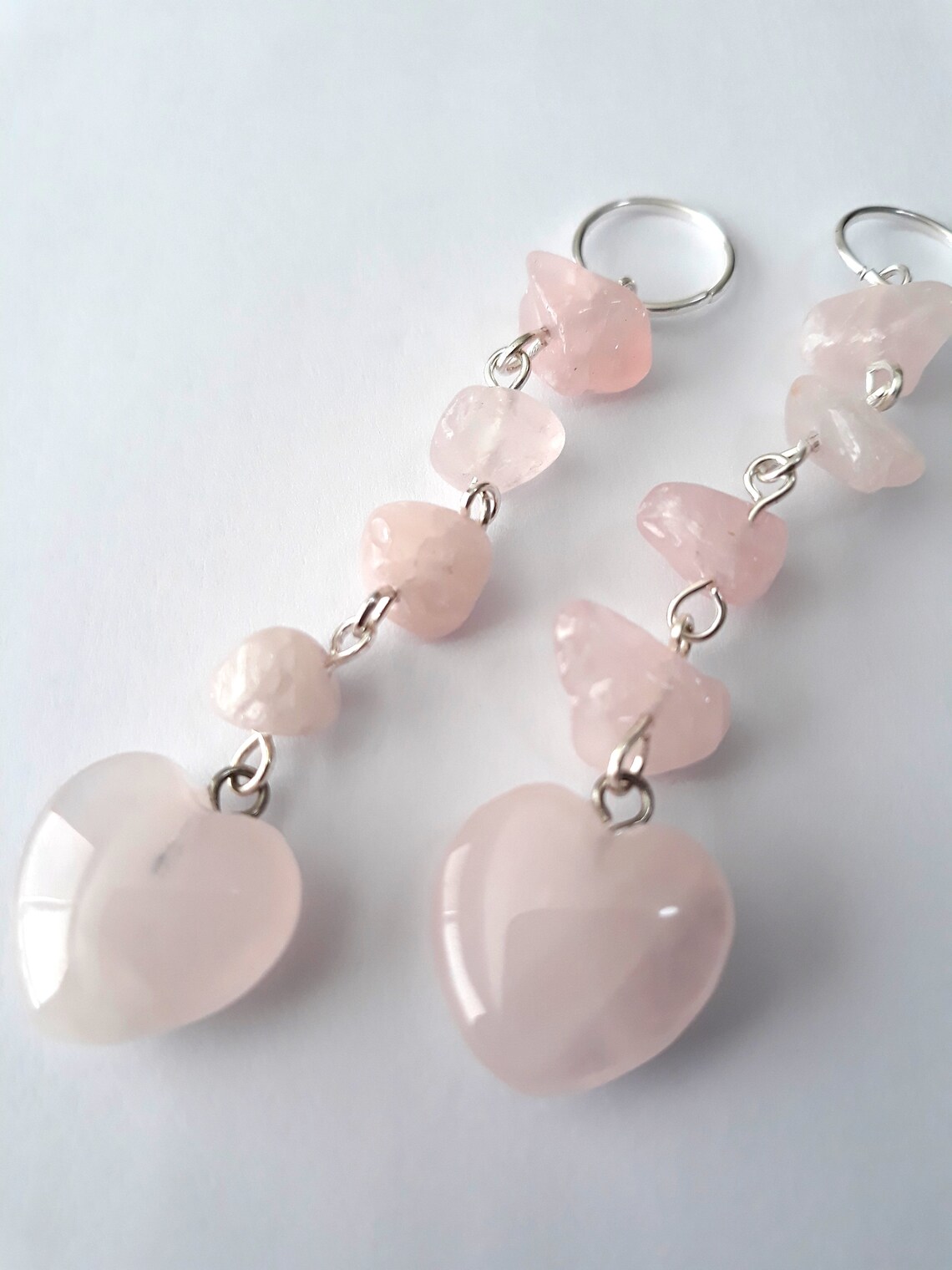 2 Piece Rose Quartz Gemstone Loc Ring Set Loc Jewelry Braid - Etsy