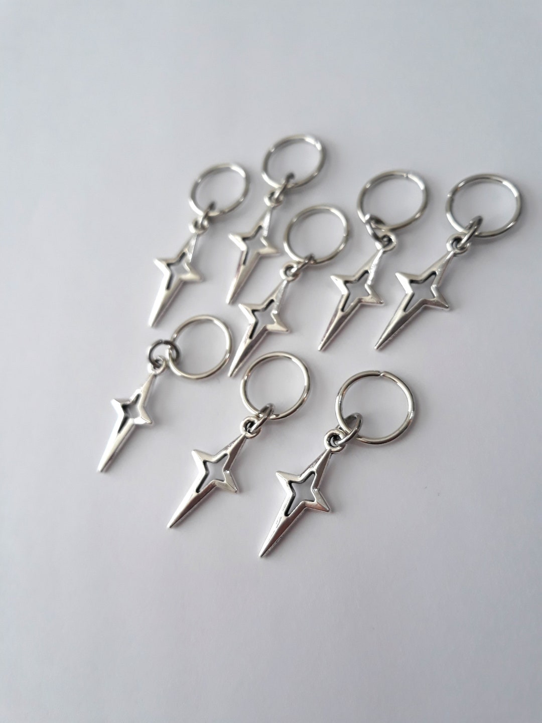 8 Piece 'north Star' Loc Ring Set, Stainless Steel, Loc Jewelry, Braid ...