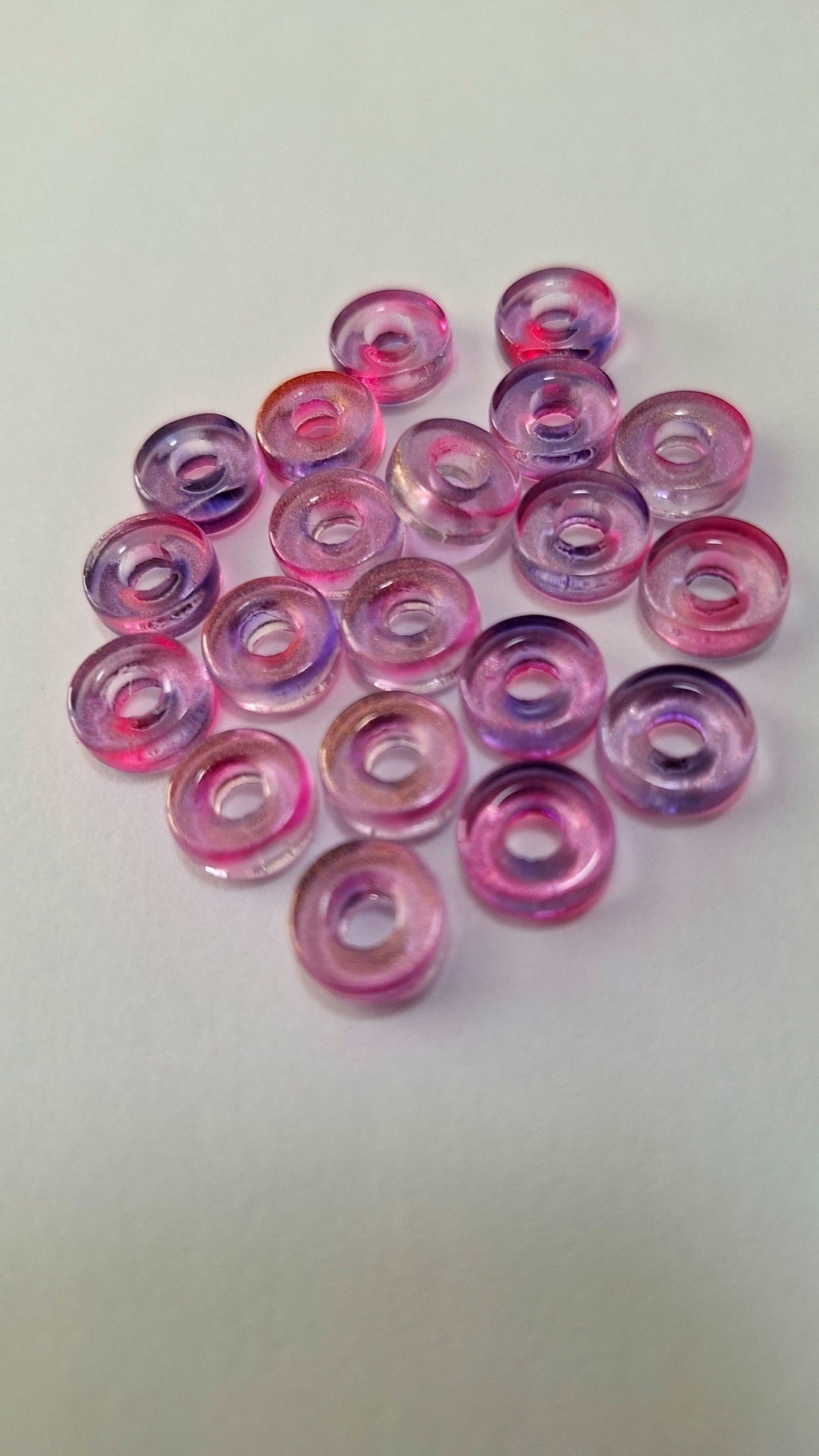 Set of 20 Purple and Magenta Glass Sister Loc Beads, 3.5mm Holes ...