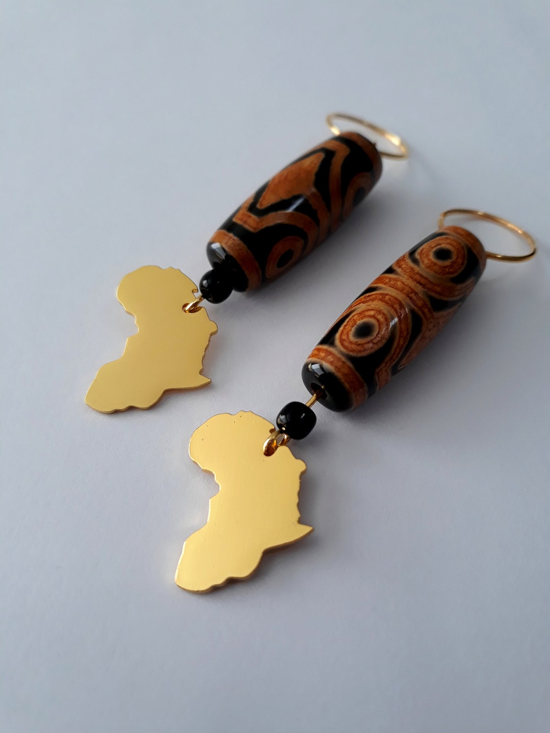 Tibetan Agate Loc Ring With Gold Africa Charm, Stainless Steel, Loc ...