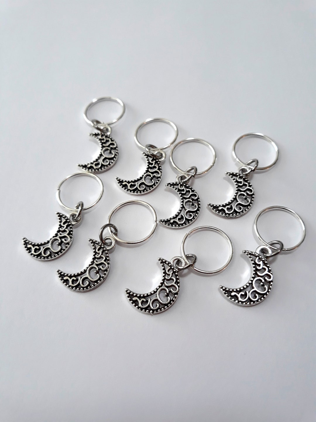 Set of 8 Etched Pewter Moon Loc Rings, Loc Jewelry, Braid Rings, Braid ...