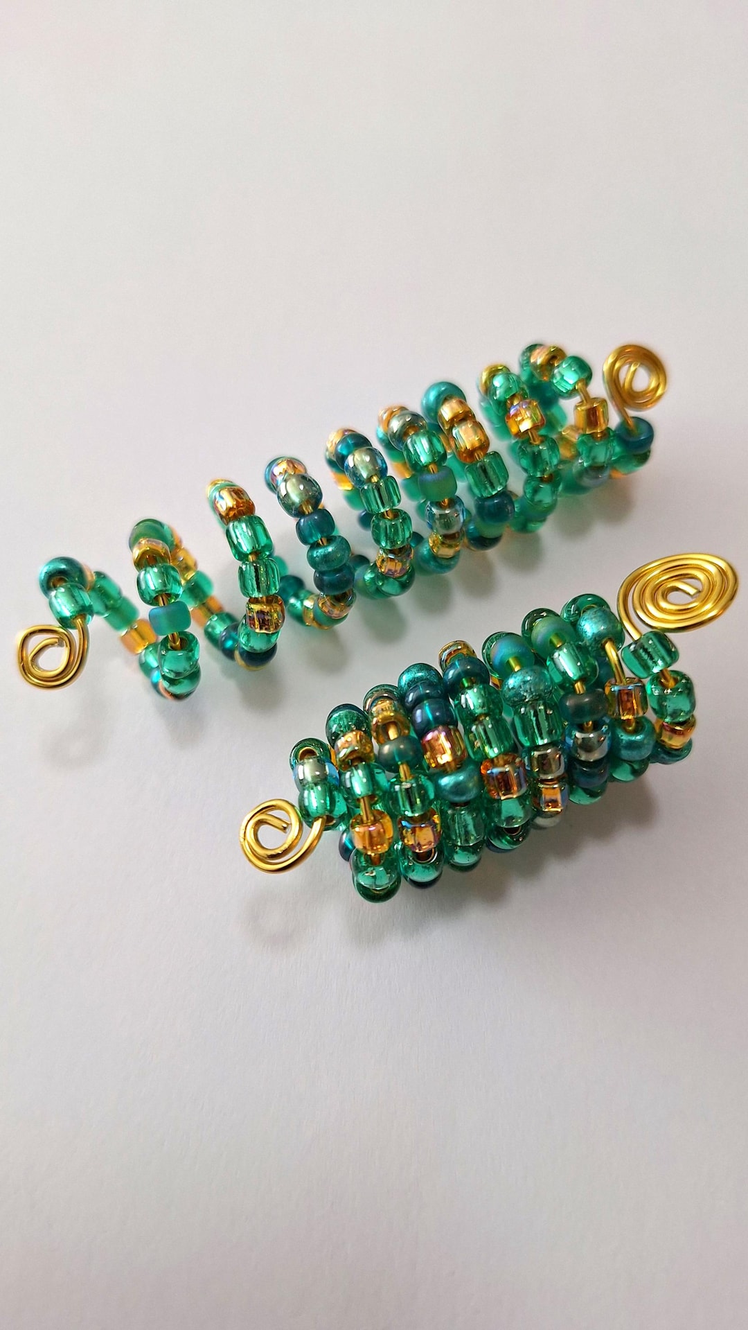 Shamrock Green and Gold Beaded Loc Coil, Braid Jewelry, Dreadlock Bead ...