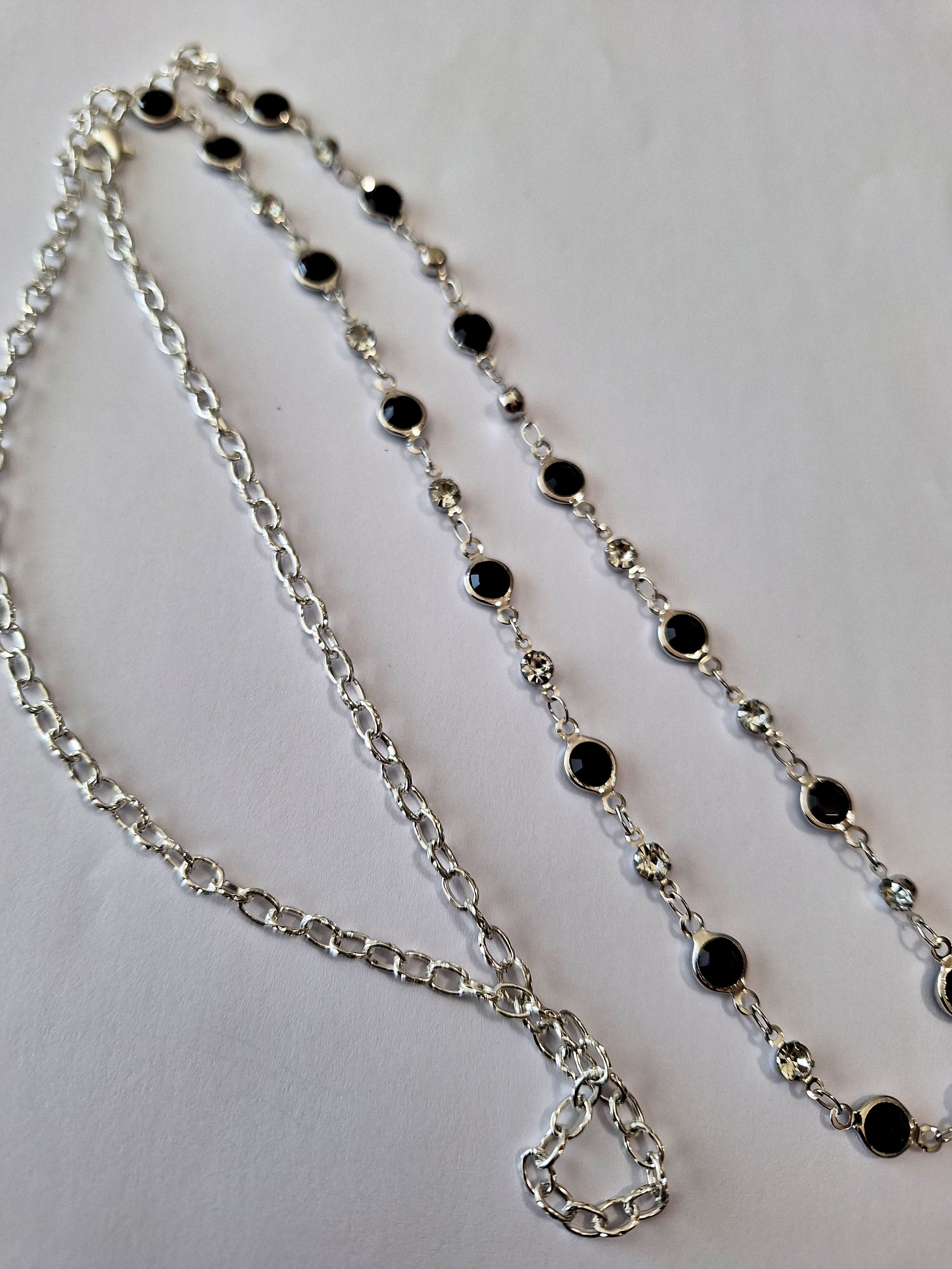 Black Crystal and Rhinestone Waist Chain, Waist Beads, Belly Chain ...