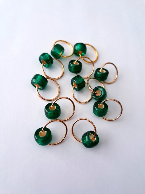 Twelve Piece Emerald Green Glass Loc Jewelry Braid Beads | Etsy