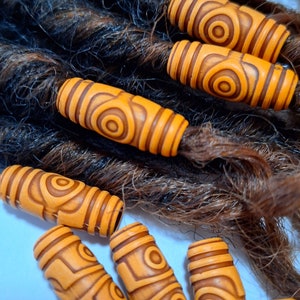 12 Ethnic Wood Look Acrylic Loc Beads, Braid Beads, 6mm Holes, Macrame ...