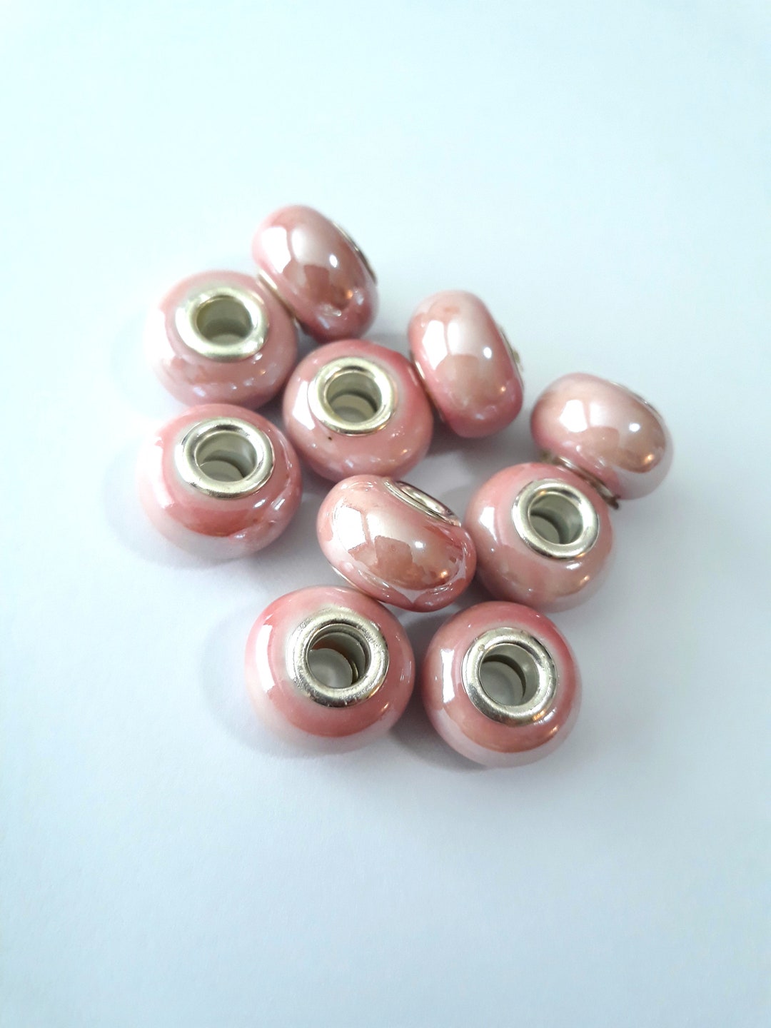 Set of 10 Porcelian Pink Loc Beads, 5mm Hole, Sister Locs, Microlocs ...