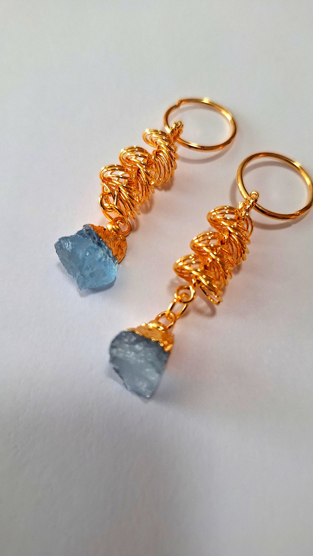 Aquamarine Gemstone Loc Ring, Hair Accessories, Hair Rings, Braid ...