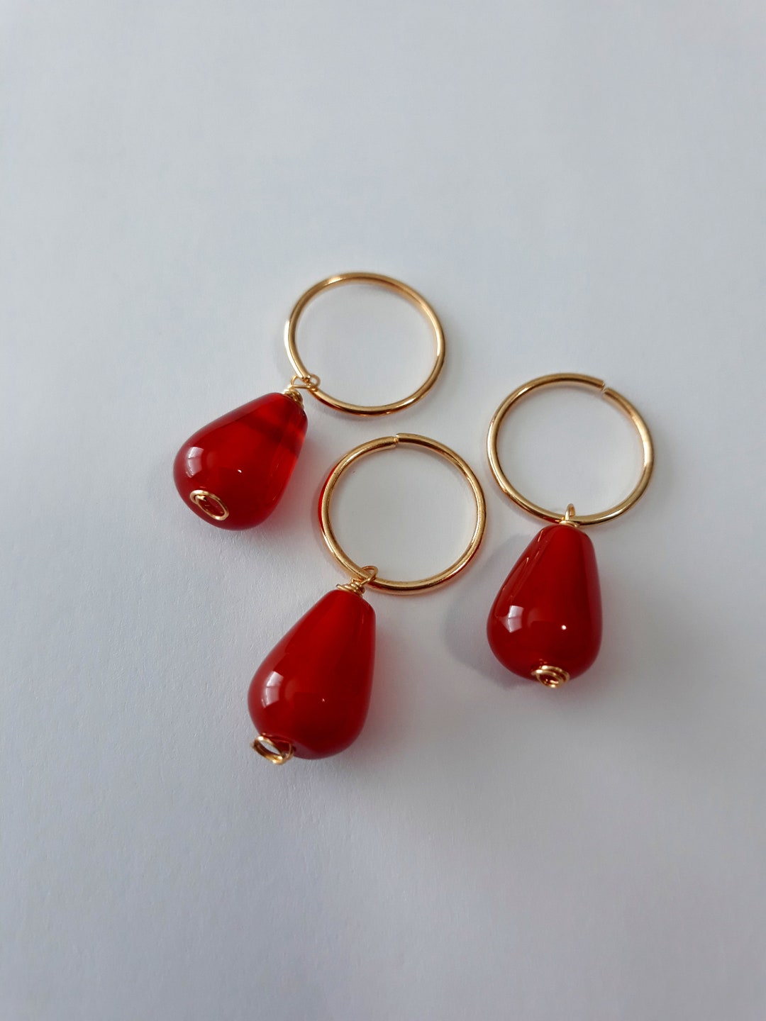 Set of 3 Carnelian Drop Gemstone Loc Rings, Braid Rings, Loc Jewelry ...