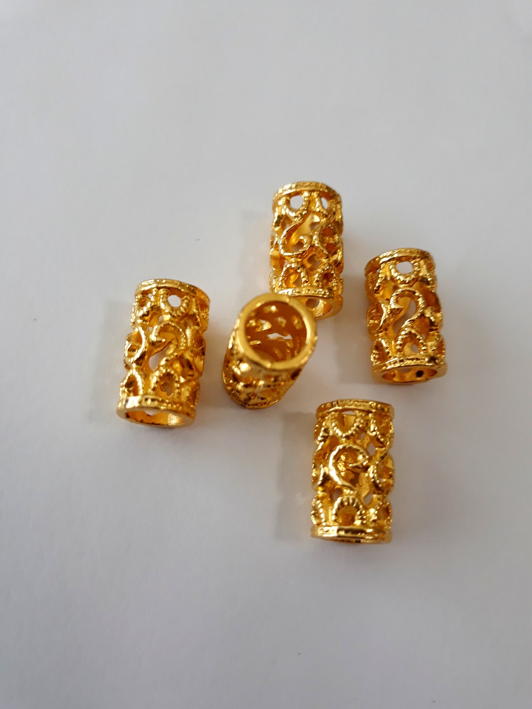 Set of 5 Gold Alloy Loc Beads, Loc Tubes, Dreadlock Beads, Braid Beads ...