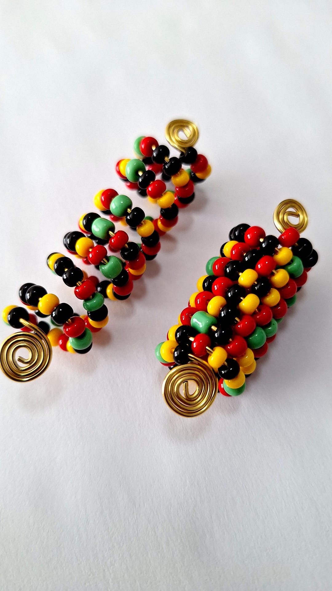 Rasta Beaded Loc Coil, Braid Coil, Loc Jewelry, Dreadlock Bead, Hair ...