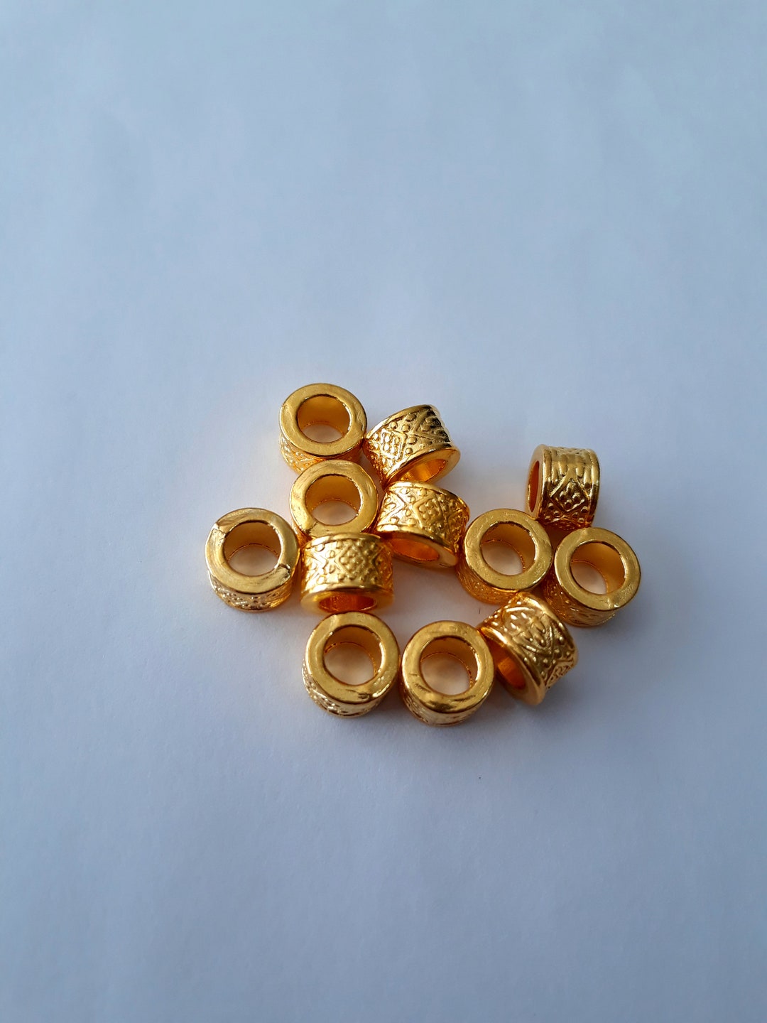 12 Micro Loc Beads, 5mm Hole, Loc Jewelry, Gold Plated Metal, Braid ...