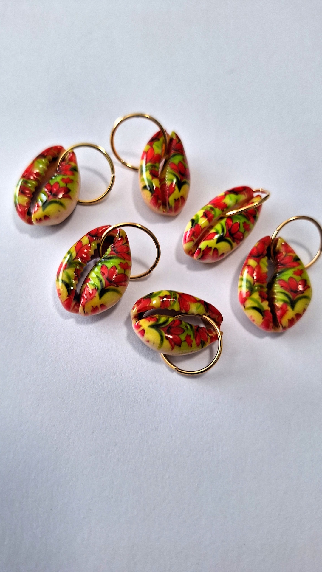 Set of 6 Painted Cowrie Shell Loc Rings, Loc Jewelry, Braid Jewelry ...