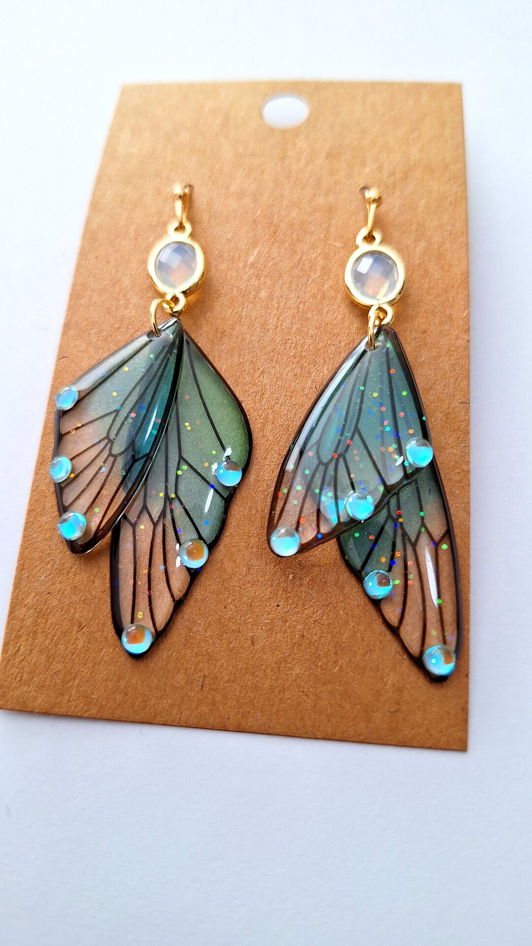Butterfly Wing Earrings, Opalite Connectors, Gemstones, Fairy Wings ...