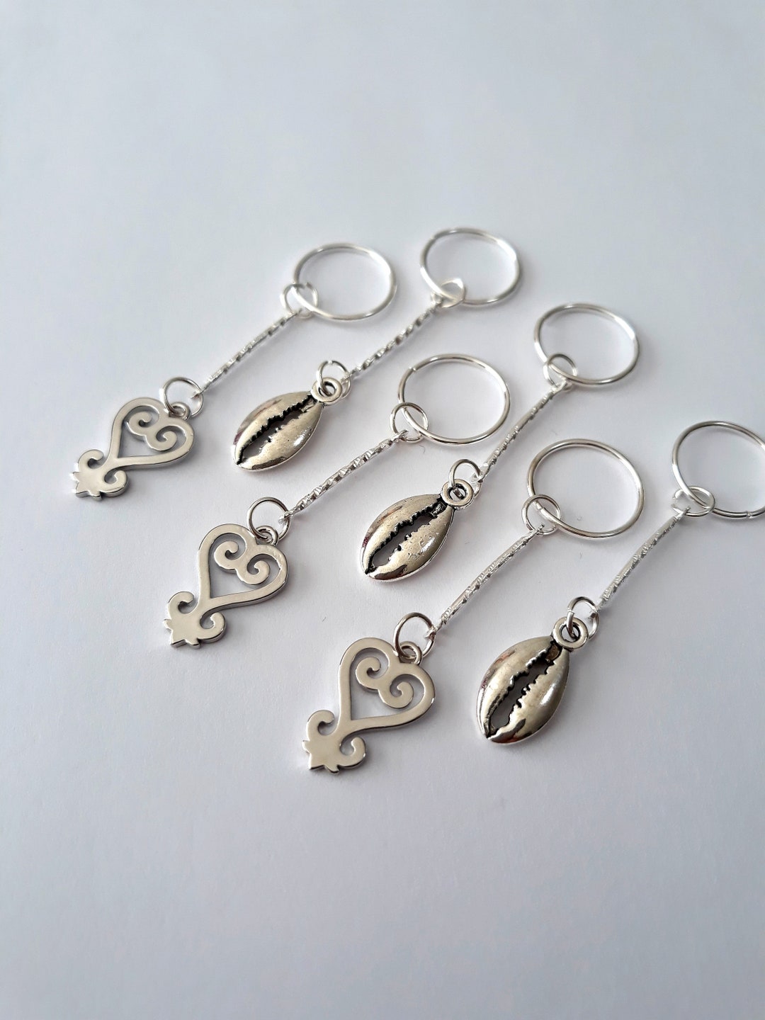 Six Piece Adinkra Loc Ring Set, Sankofa, Hair Accessories, Hair Jewelry ...