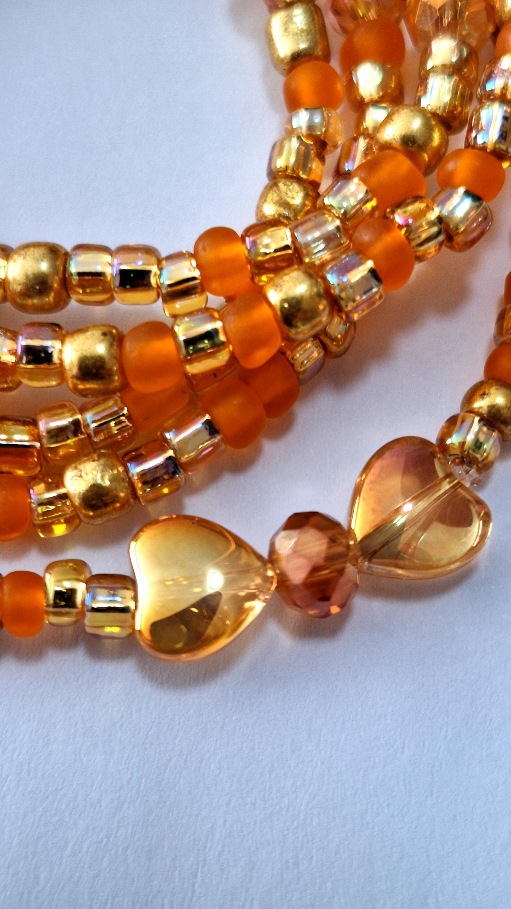 Electroplated Hearts Waist Beads, Stretch, Waist Chain, Body Jewelry ...