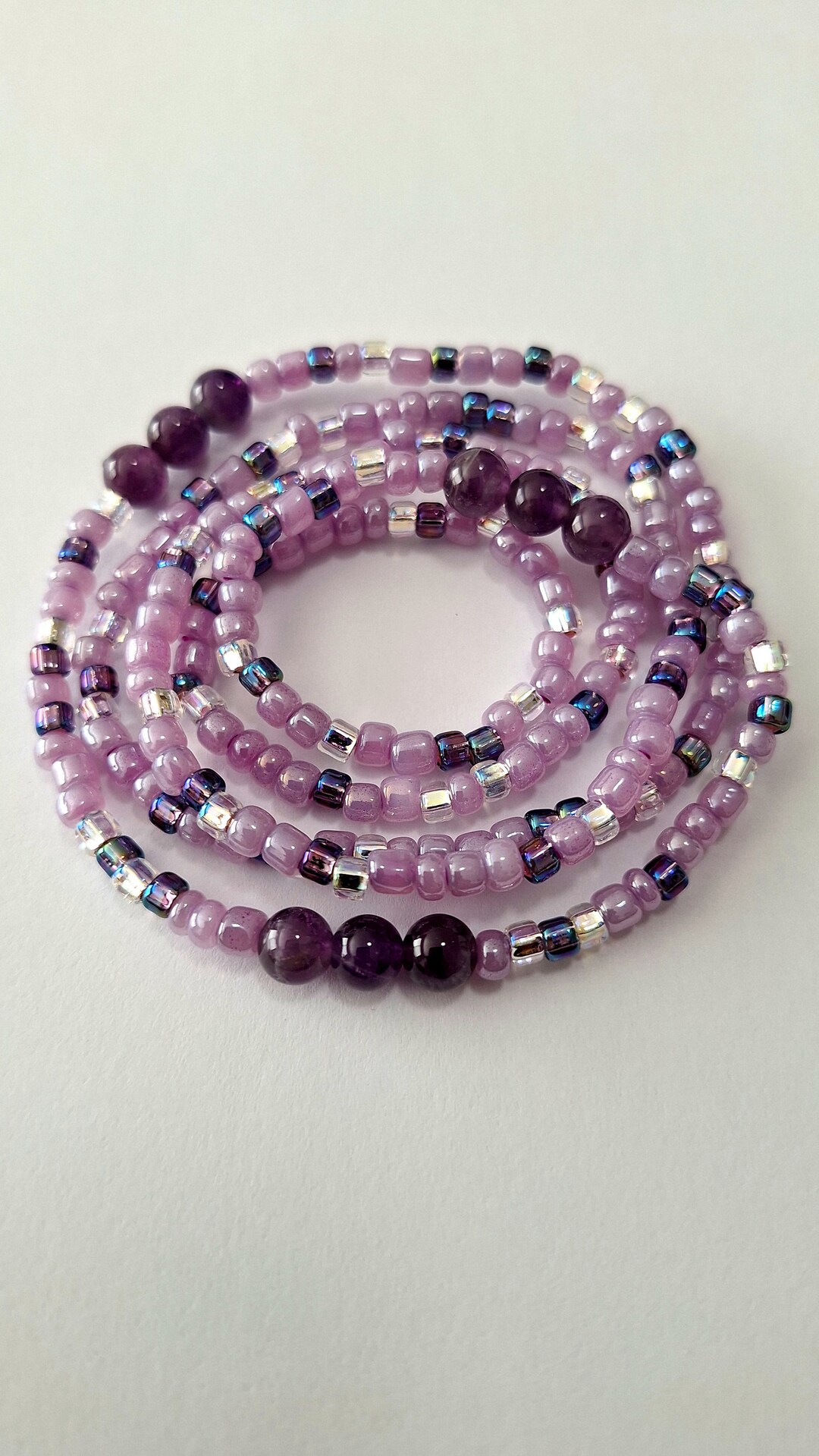 Amethyst Gemstone Waist Beads, Stretch, Crystal Waist Beads, Waist ...