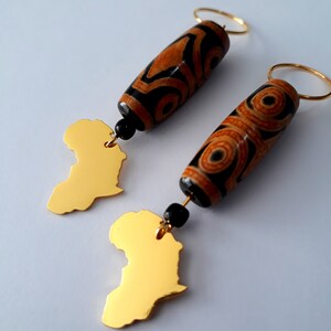 Tibetan Agate Loc Ring With Gold Africa Charm, Stainless Steel, Loc ...