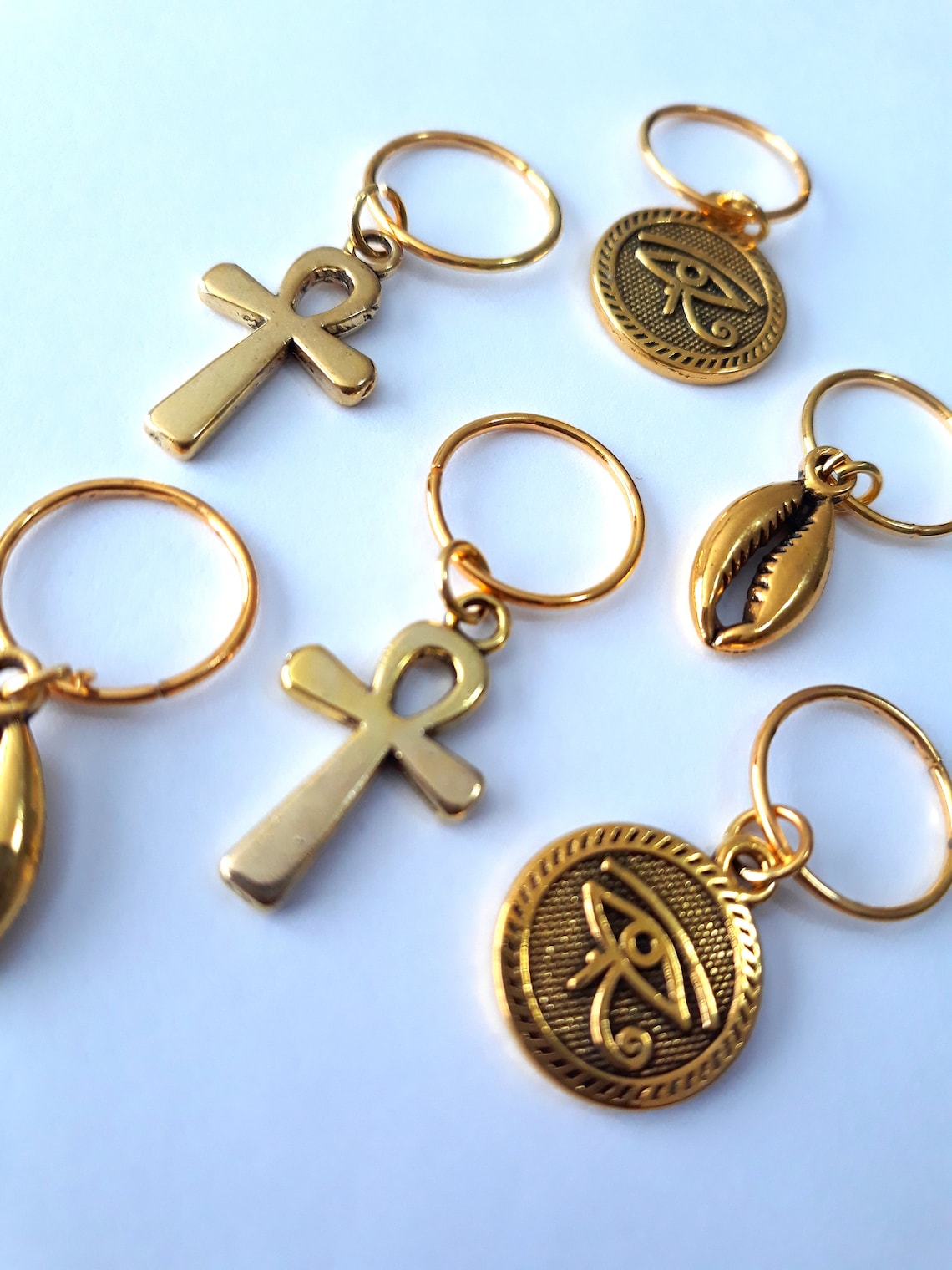 Egyptian Braid Jewelry Set, 6 Pieces, Loc Rings, Braid Rings, Dreadlock ...