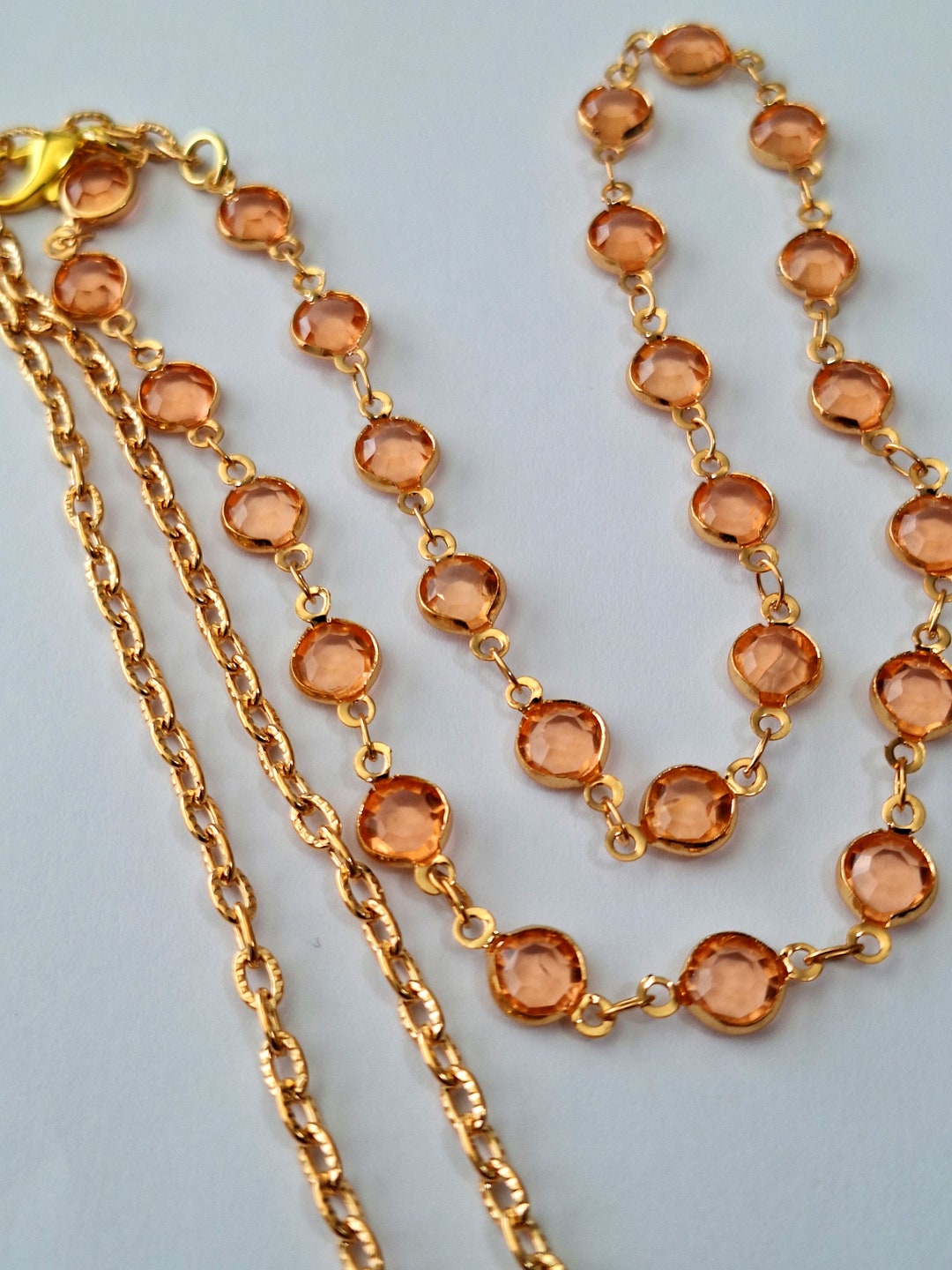 Champagne Peach Crystal Waist Chain, Waist Beads, Adjustable Chain ...