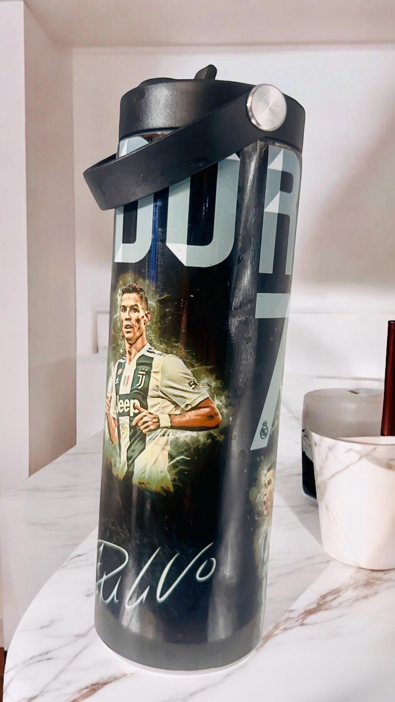 Custom Ronaldo CR7 Soccer Water Bottle: Personalized 20oz Tumbler - Etsy