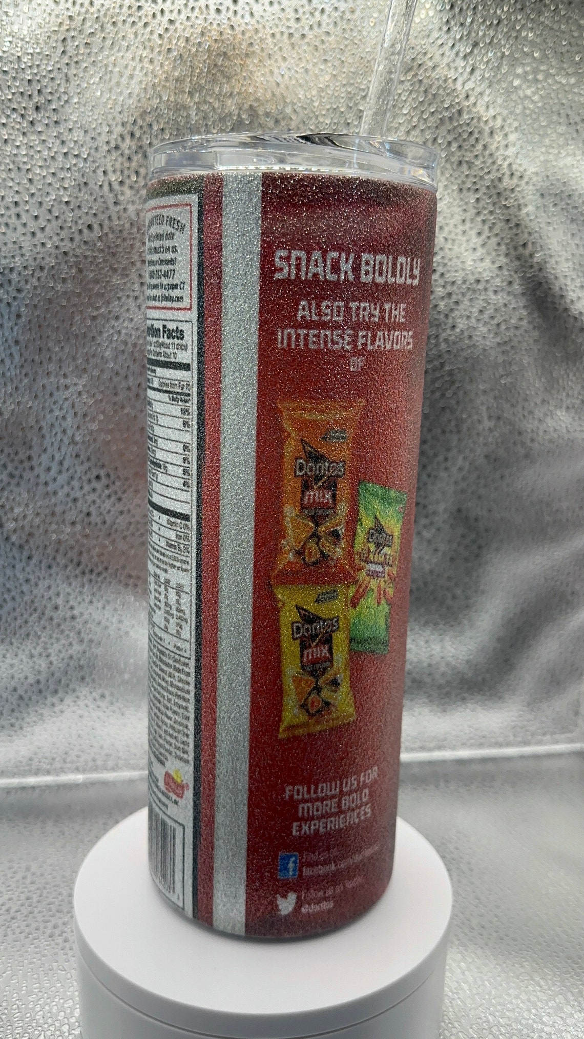 Custom Glitter Tumbler With Doritos Design, Personalized Name, Funny ...