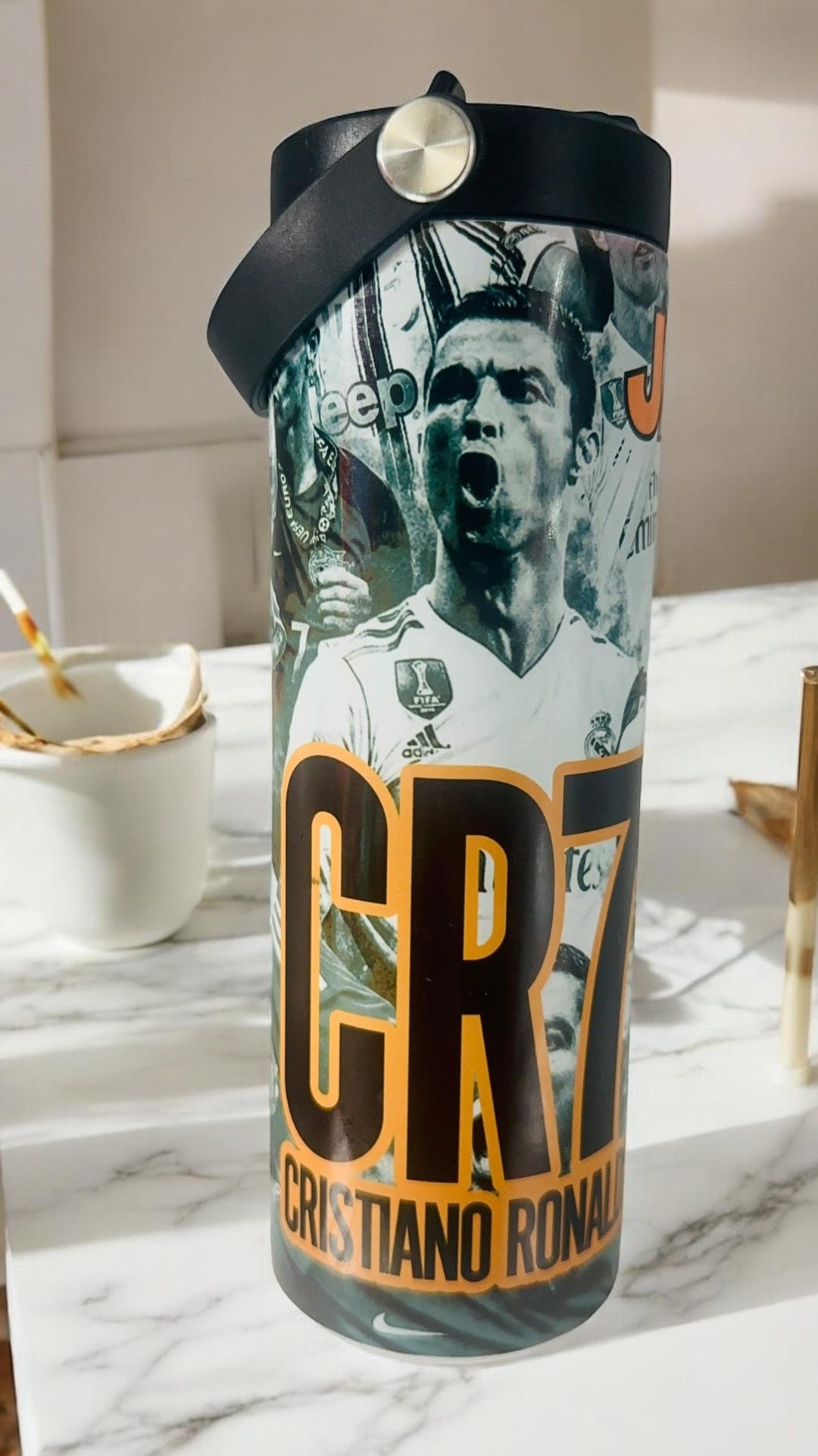Soccer Custom Ronaldo CR7 Sports Water Bottle, Name Personalized 20oz ...