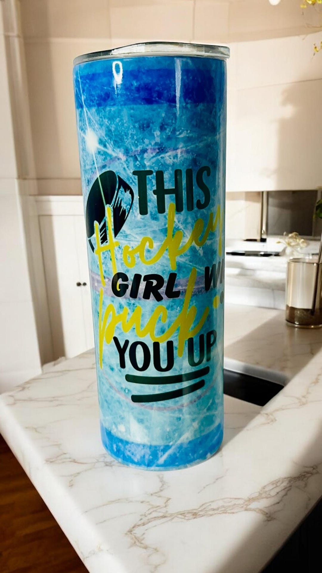 Personalized Hockey Girl Tumbler: 'puck You Up' - 20oz Hot/cold Cup - Etsy