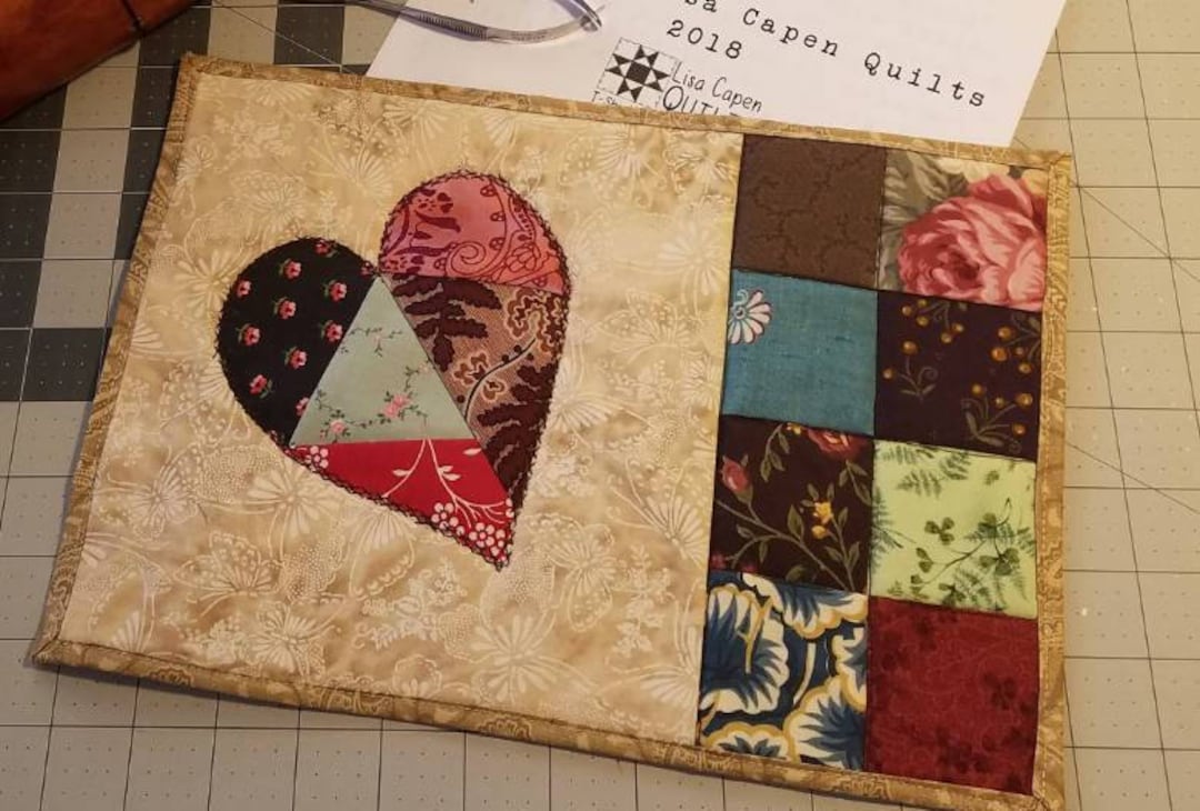 Vintage Heart Mug Rug Pattern - Featuring Foundation Paper Piecing ...