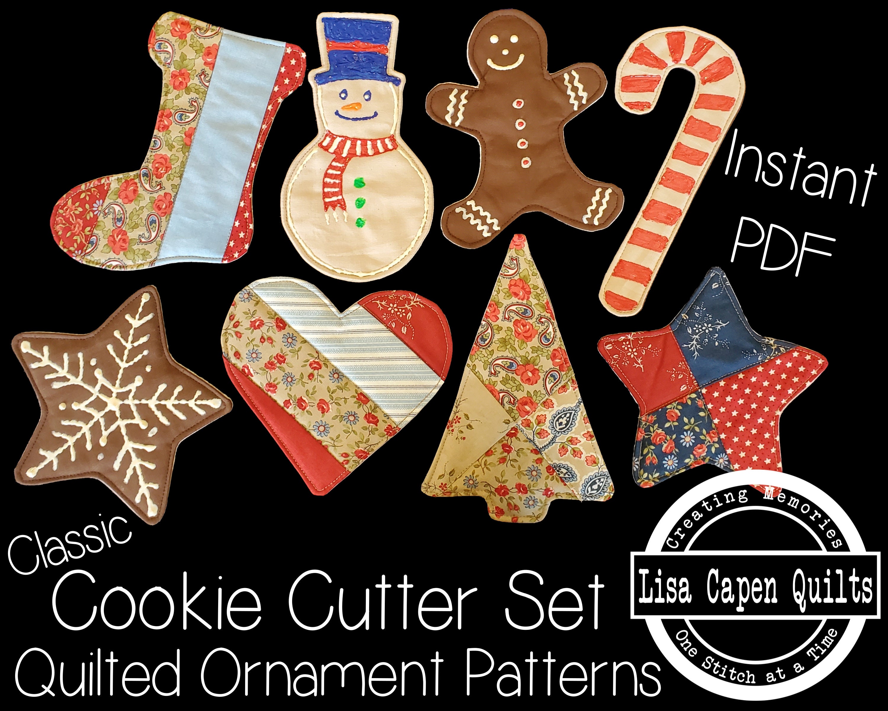 Classic Cookie Cutter Quilted Christmas Ornament Pattern by - Etsy