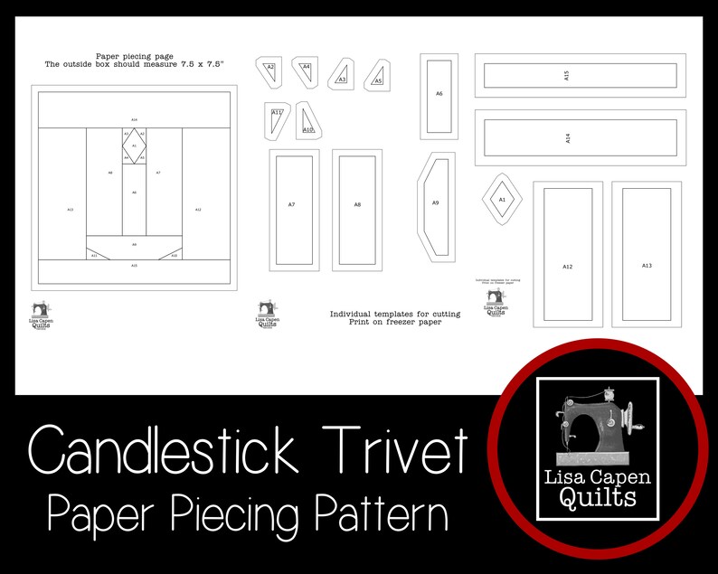 Candlestick Trivet Paper Piecing Pattern - Fun, Fast & Super Cute! PDF ...