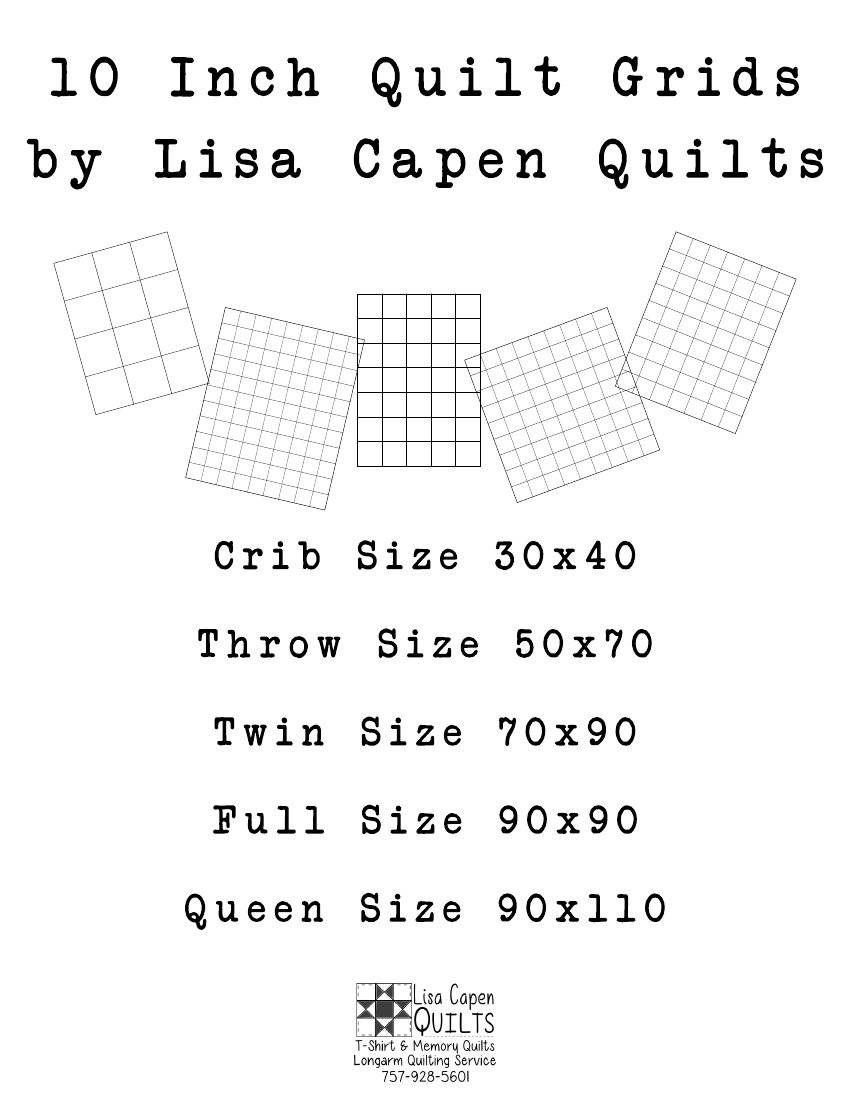 Quilters Graph Paper – 10 Inch Grid, 5 Quilt Sizes (instant PDF ...