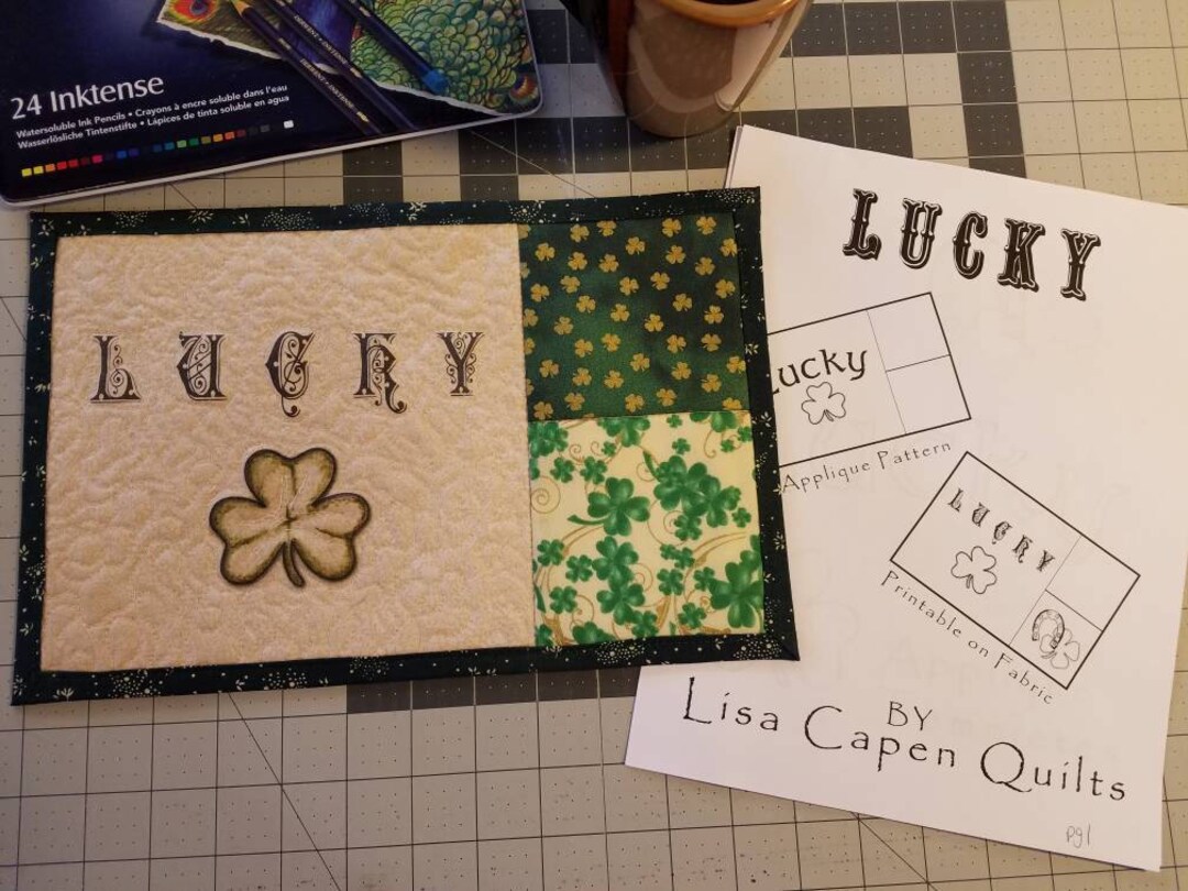 LUCKY St. Patrick's Day Mug Rug - Art Quilt by Lisa Capen Quilts ...