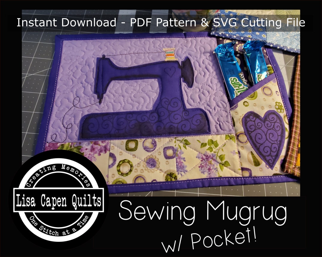 Sewing Machine Mug Rug W/ Pocket Pattern - 12" X 8" - Instant PDF ...