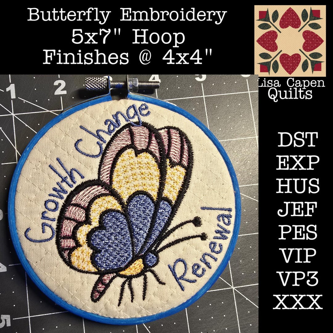 Butterfly Machine Embroidery - 5x7" HOOP - by Lisa Capen Quilts ...