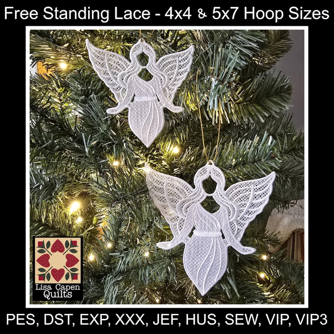 Angel Ornament Free Standing Lace in 2 Sizes! 4x4 and 5x7 Hoops in 9 ...
