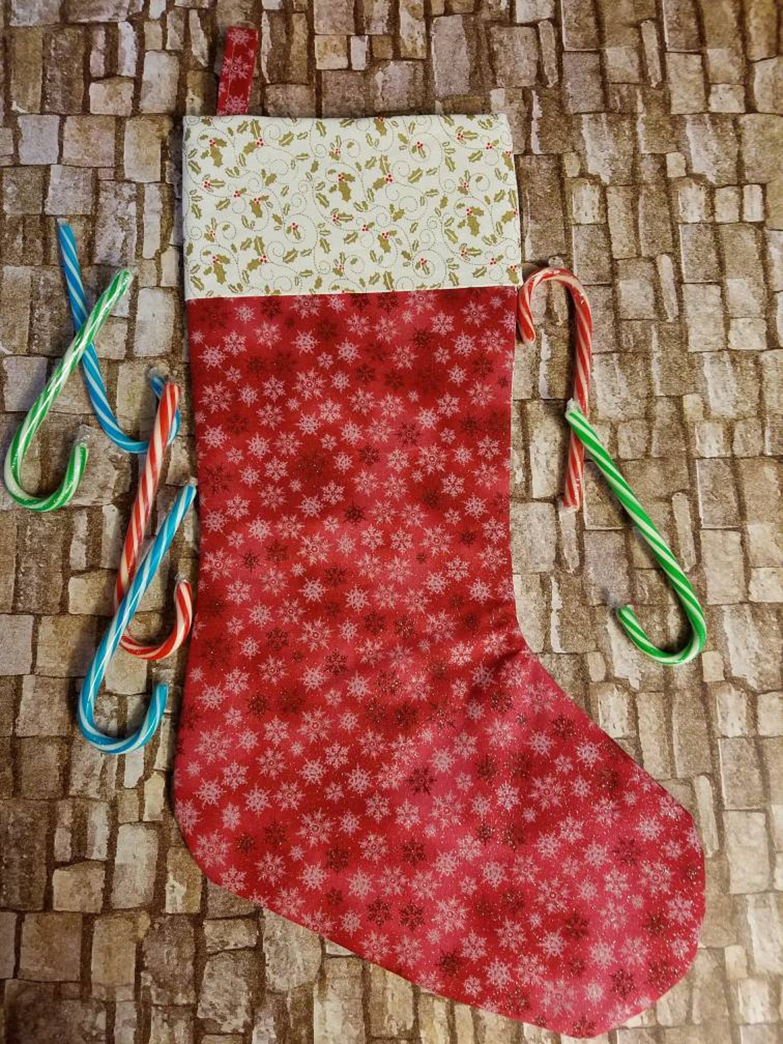 Candy Cane Striped Quilted Christmas Stocking Pattern | Etsy
