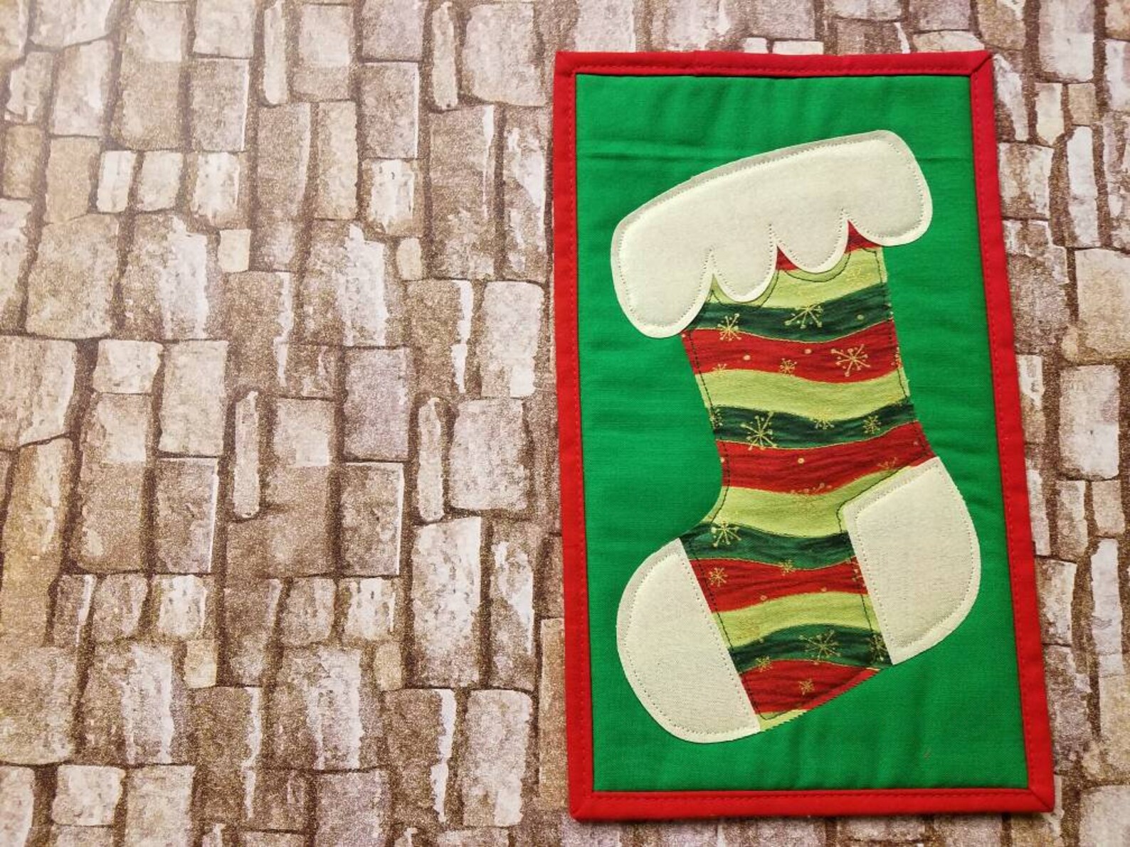 Stocking Applique Christmas Mug Rug Pattern 6 X | Etsy