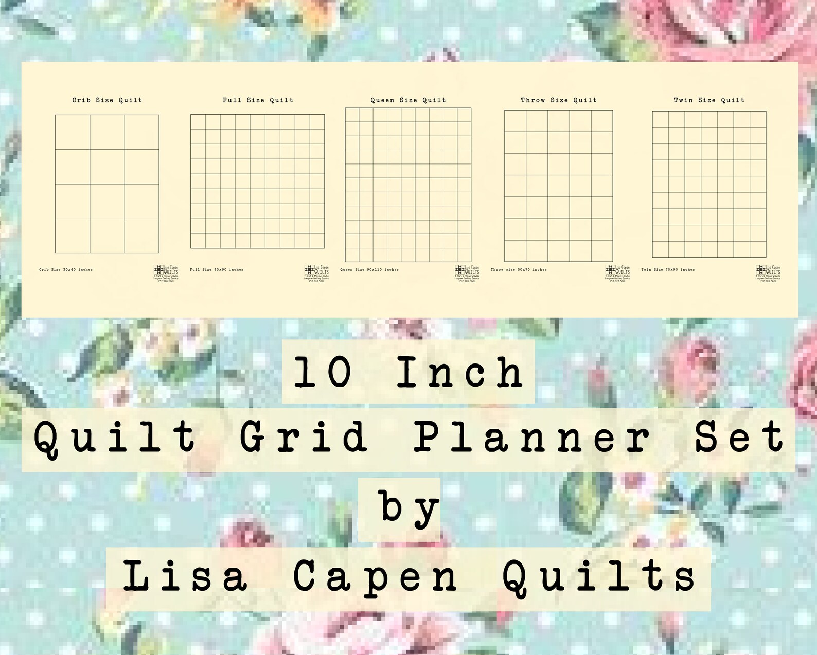 Quilters Graph Paper – 10 Inch Grid, 5 Quilt Sizes (instant PDF ...