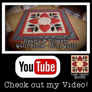 Hearts & Flowers Quilt Block - SVG Cutting File Only W/video Tutorial ...