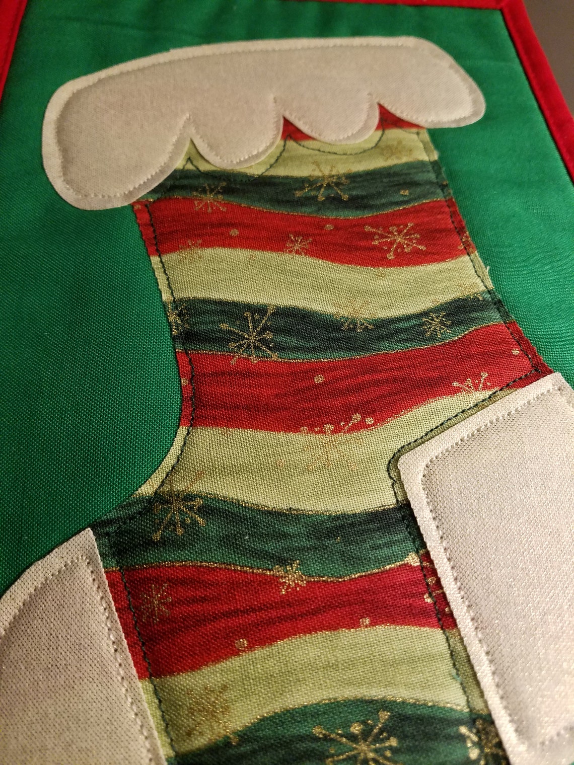 Stocking Applique Christmas Mug Rug Pattern 6 x | Etsy