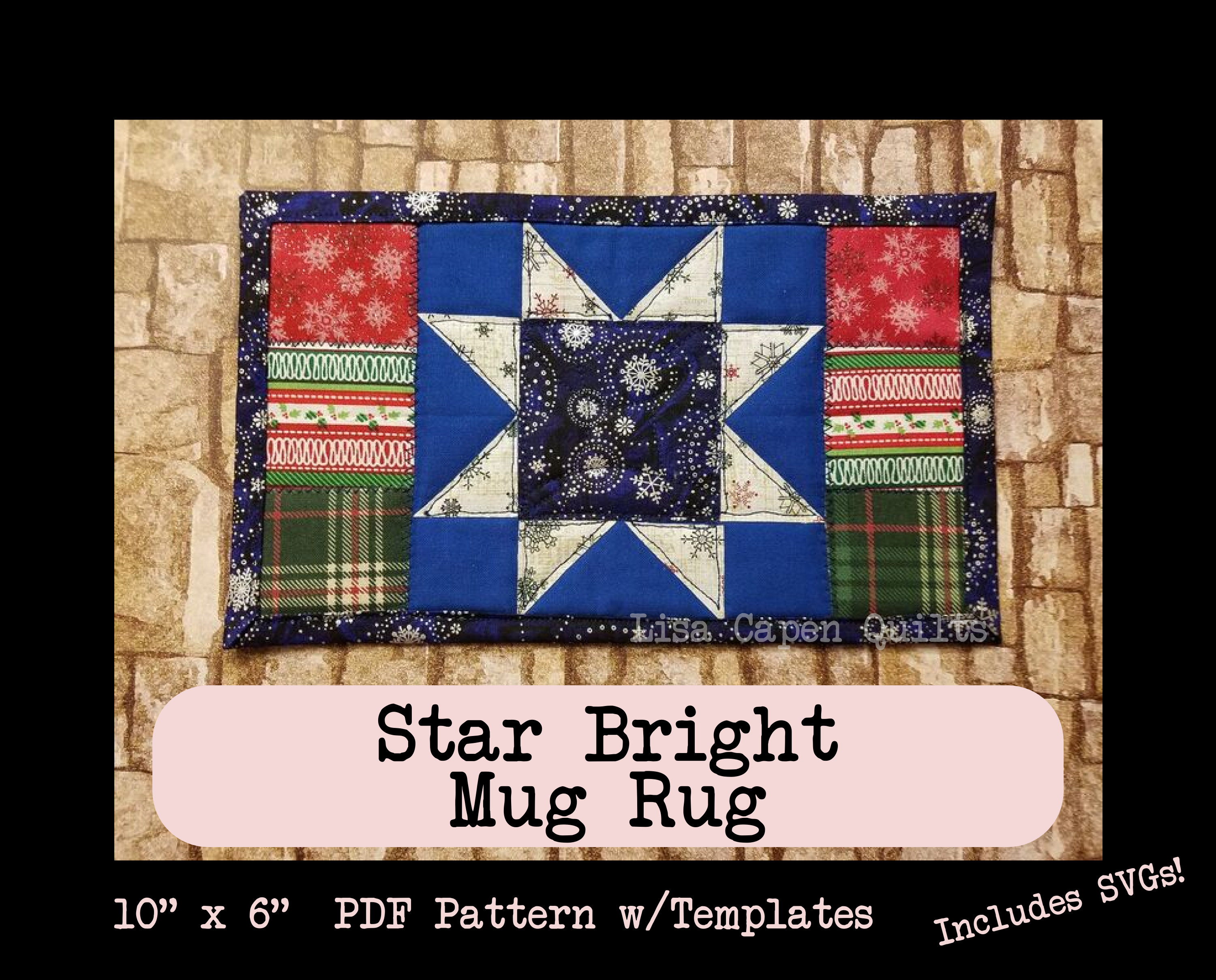Star Bright Applique Christmas Mug Rug Pattern Without | Etsy
