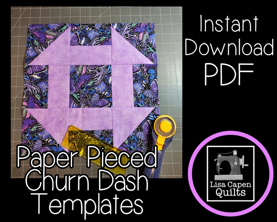 Churn Dash Quilt Block Pattern - Paper Piecing Templates - Read Listing ...