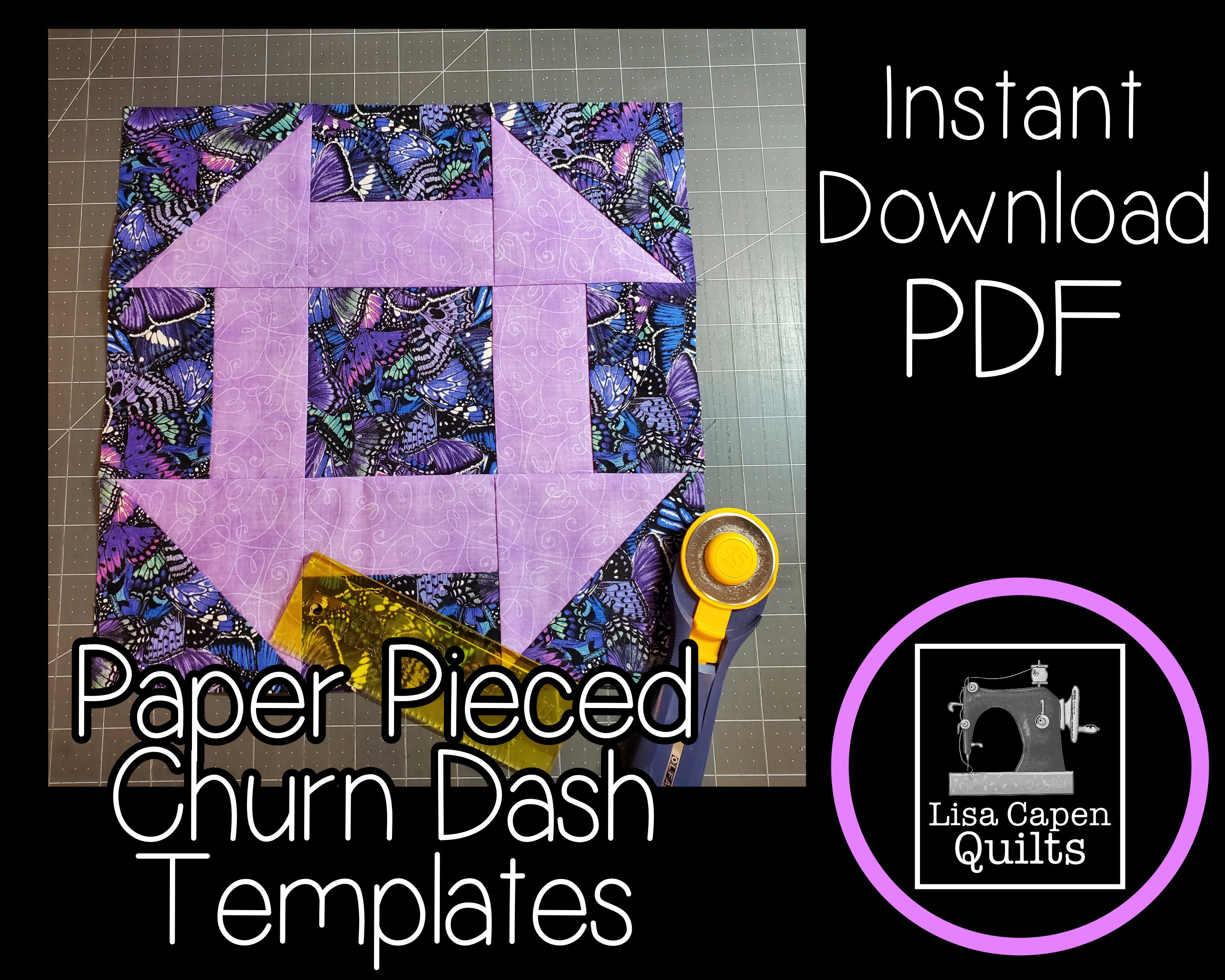 Churn Dash Quilt Block Pattern Paper Piecing Templates - Etsy