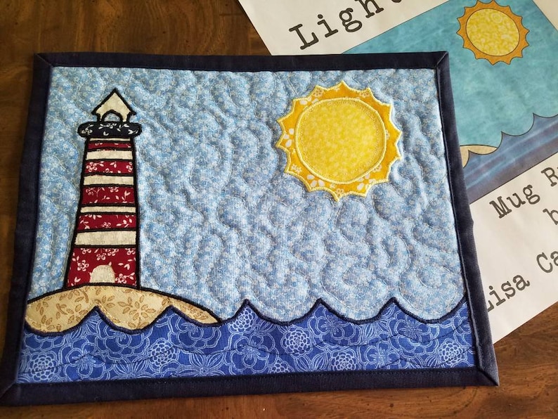 The Lighthouse Nautical Beachy Applique Mug Rug Pattern by - Etsy