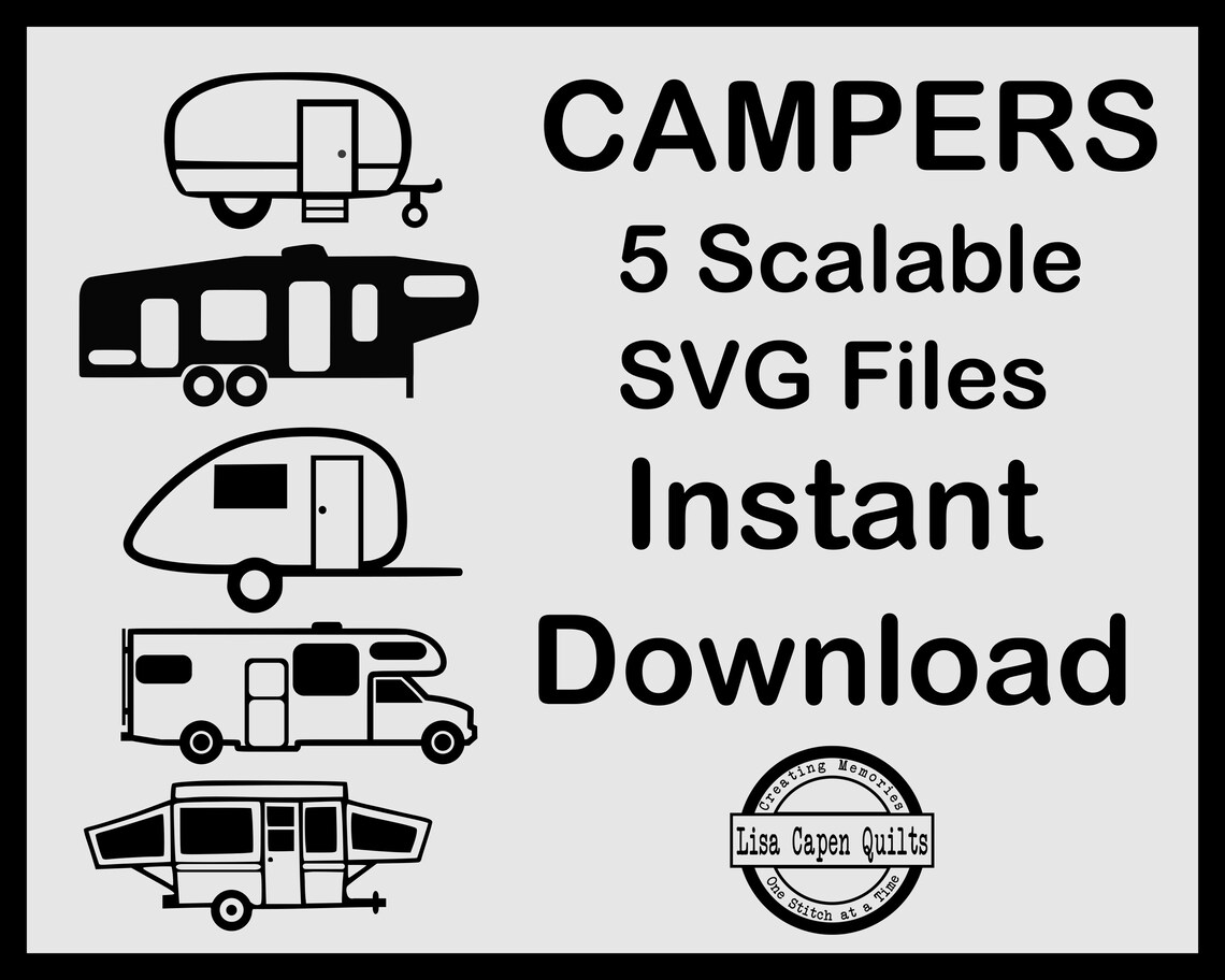 CAMPER SVG Files 5 Instant Scalable Vector Files for Fabric | Etsy