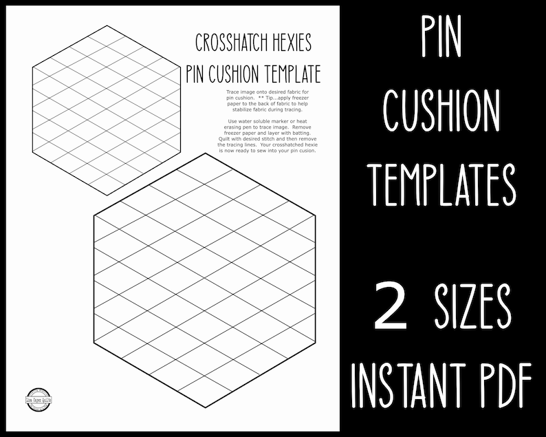 Crosshatch Hexie Pin Cushion Templates by Lisa Capen Quilts 2 Sizes ...