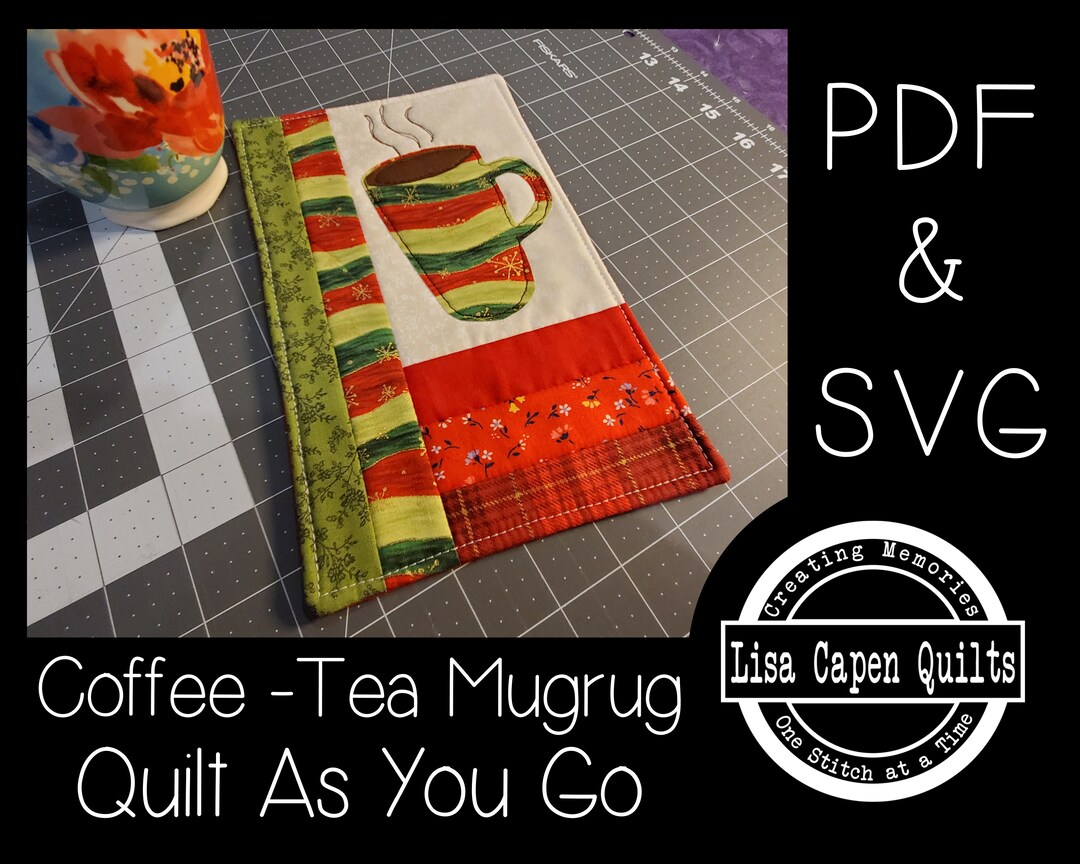 Coffee Tea Mug Rug Quilt-as-you-go Pattern (PDF & SVG) - Etsy