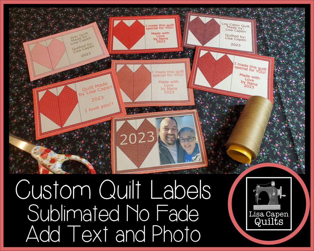 Heart Custom Quilt Label - Handmade Sublimated Quilt Label - 6" X 4 ...