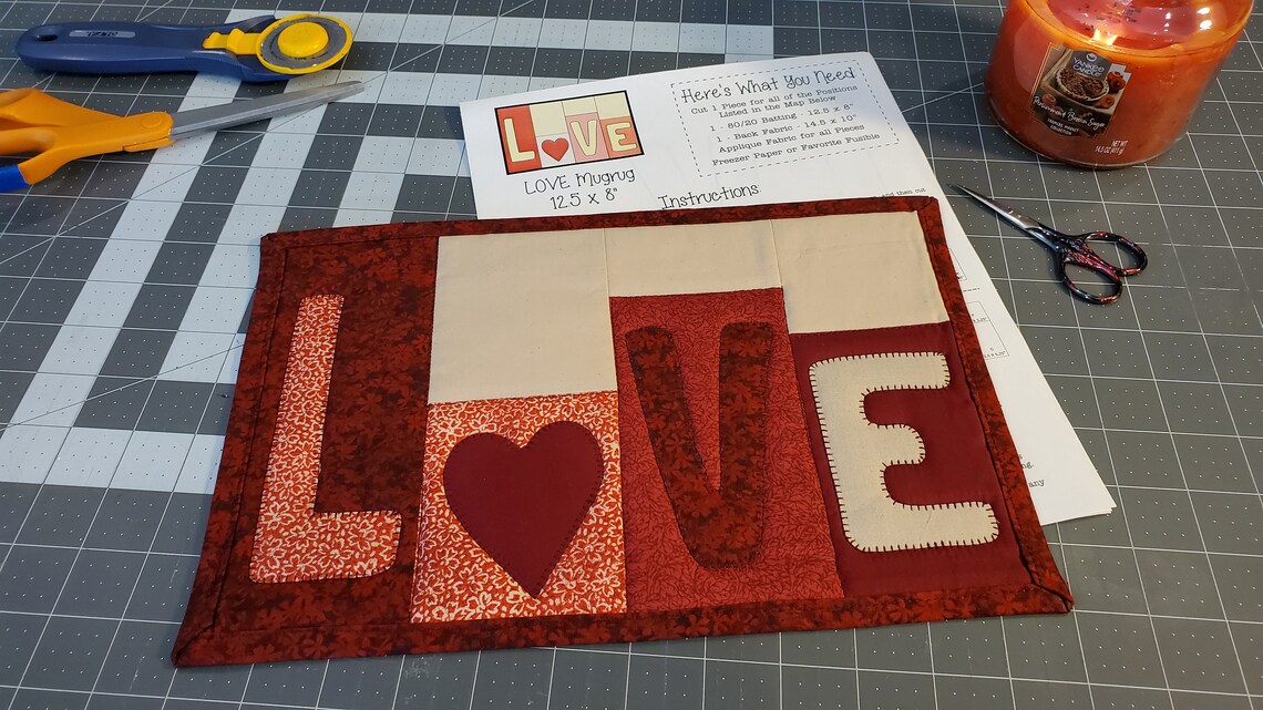 LOVE Mugrug Pattern 12.5 X 8 Instant PDF Pattern - Etsy