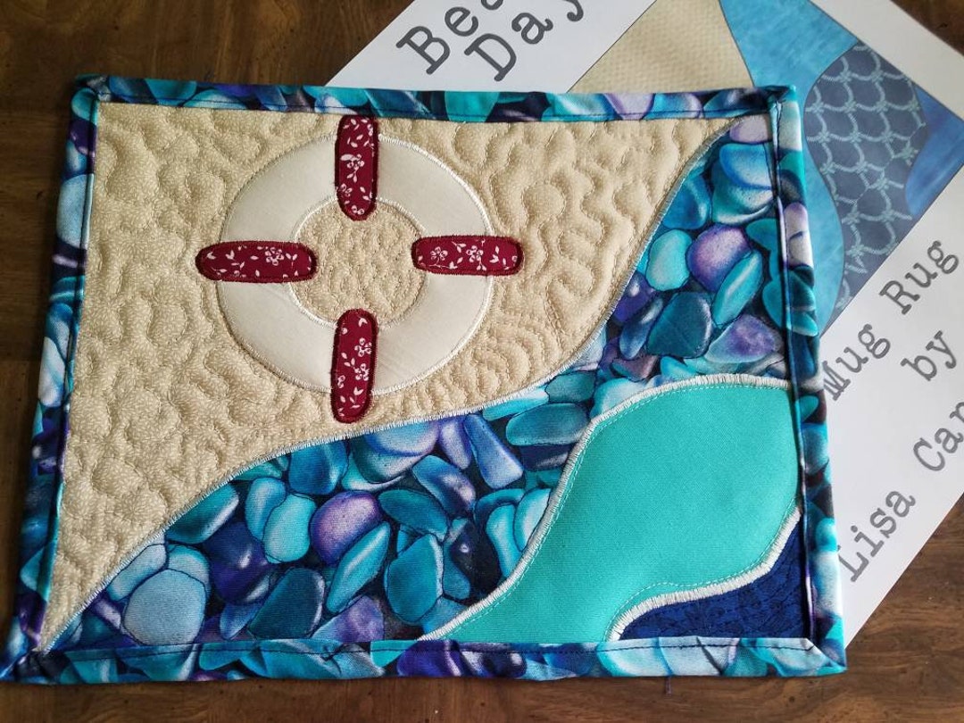 Beach Day Nautical Beachy Applique Mug Rug Pattern by Lisa - Etsy